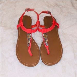 Shoes | Neon Orange Diamon Thong Sandals | Poshmark